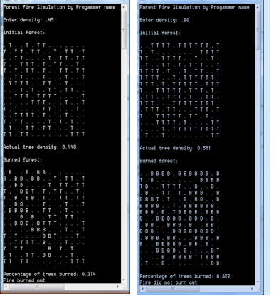 C++ 2D Array program Simulate the percolation of fire | Chegg.com