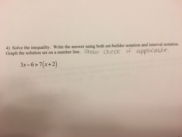 Solved Solve the inequality. Write the answer using both | Chegg.com