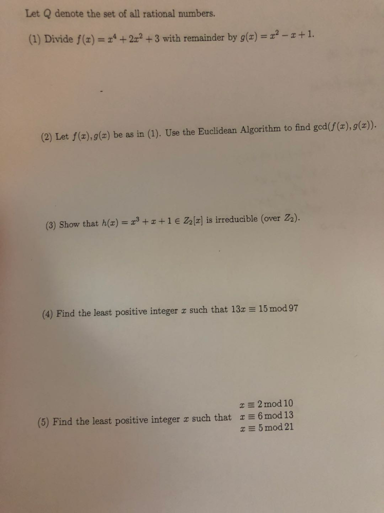 Solved Let Q denote the set of all rational numbers. (1) | Chegg.com