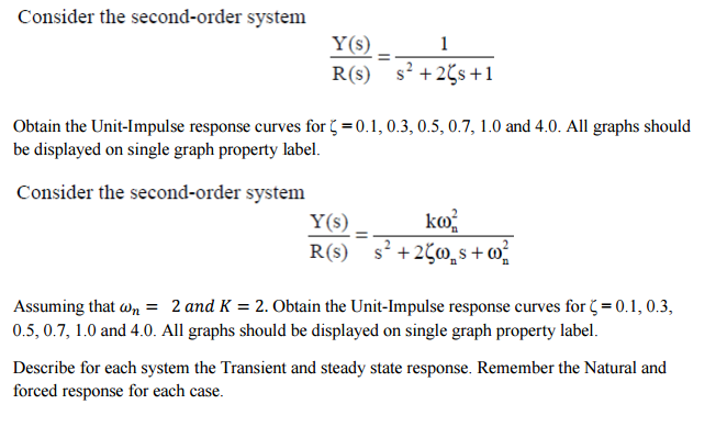 Solved Consider the second - order system Y(s)/R(s) = | Chegg.com