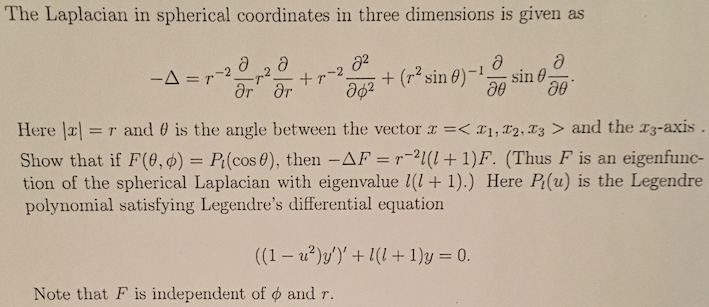 The Laplacian in spherical coordinates in three | Chegg.com