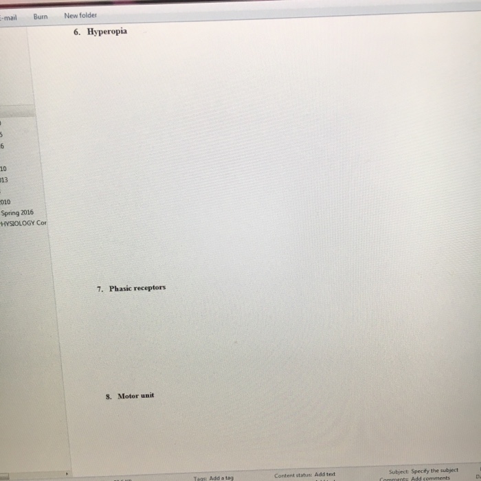 Solved Hyperopia Phasic receptors Motor unit | Chegg.com