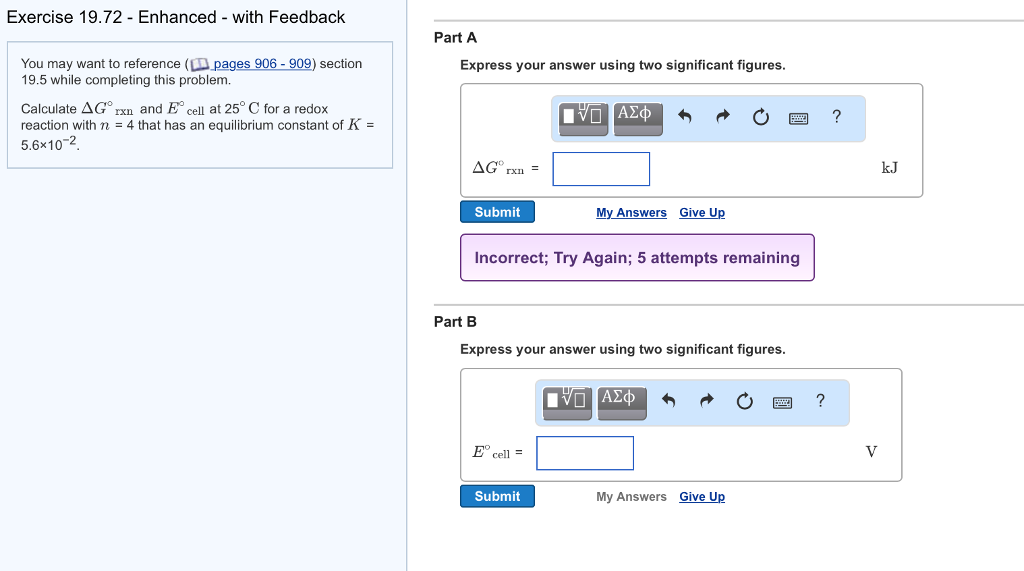 Solved Calculate Delta G degree_rxn and E degree cell at 25 | Chegg.com
