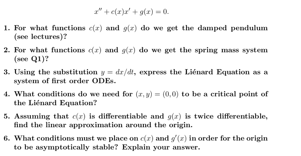 A generalised version of the damped pendulum or | Chegg.com