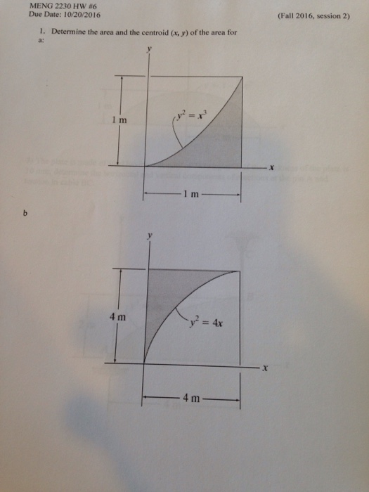 Solved Determine the area and the centroid (x, y) of the | Chegg.com