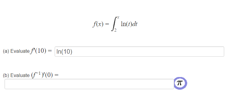 Solved Evaluate f(x) = integral_2^x ln(t) dt Evaluate | Chegg.com