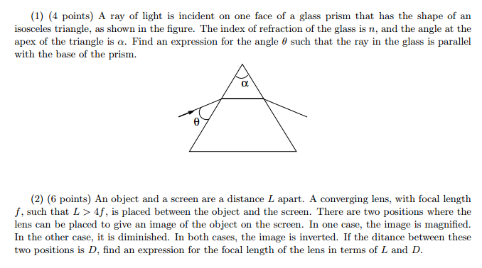 Solved A ray of light is incident on one face of a glass | Chegg.com