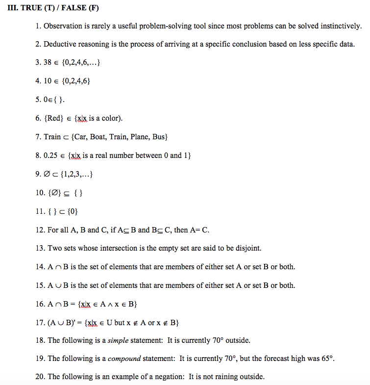 Solved III. TRUE (T) / FALSE (F) 1. Observation is rarely a | Chegg.com Solved III. TRUE (T) / FALSE (F) 1. Observation is rarely a | Chegg.com