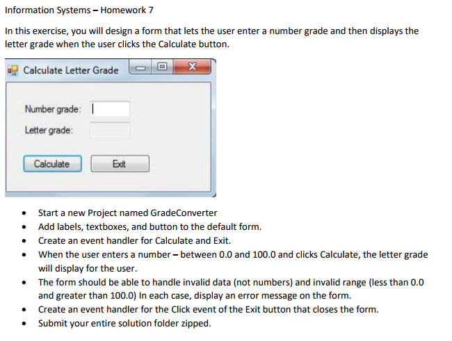 Solved This needs to be written in Visual Basic as a Windows | Chegg.com
