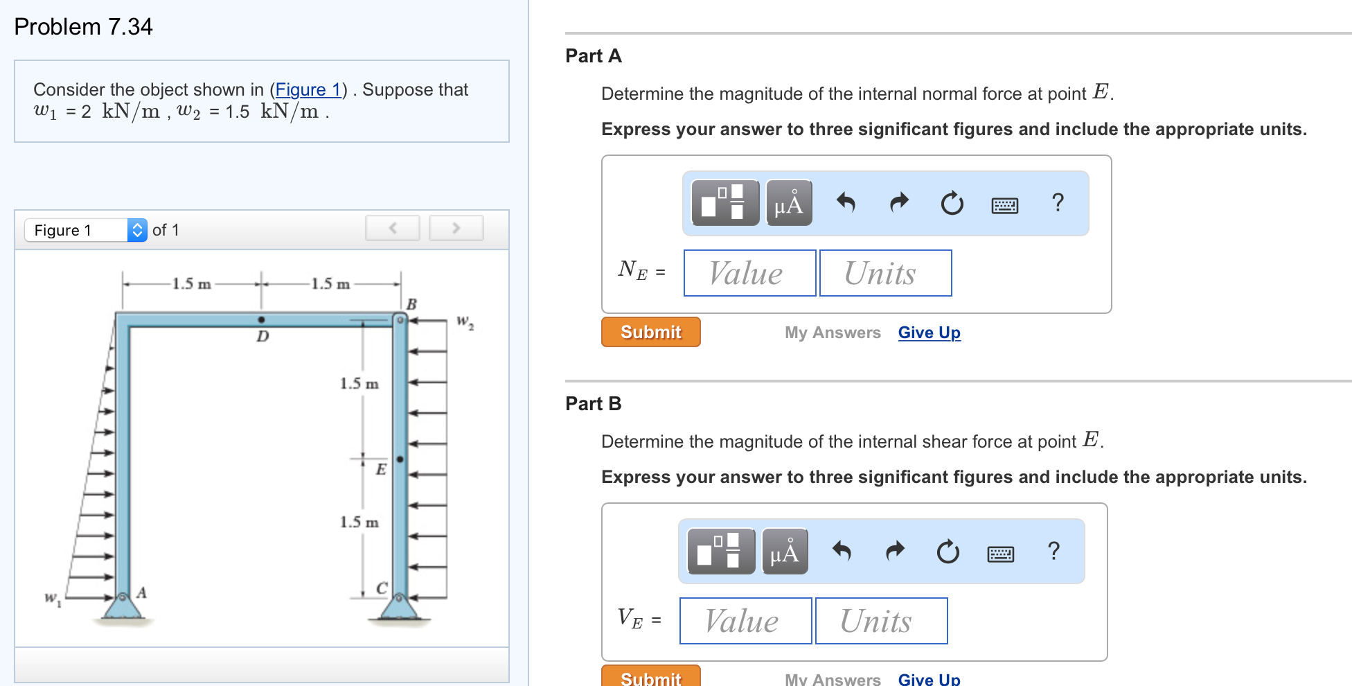 Solved Consider the object shown in Suppose that w_1=2 kN/m, | Chegg.com