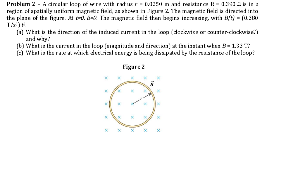 Solved Problem 2-A circular loop of wire with radius r = | Chegg.com