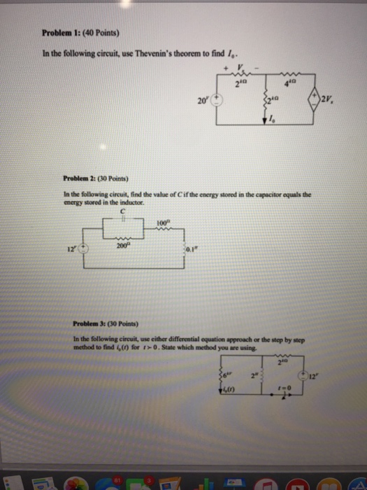 Solved In the following circuit, use Thevenin's theorem to | Chegg.com