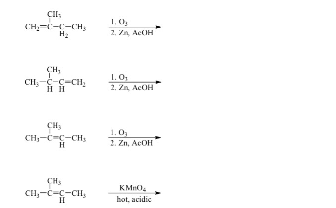 Solved CH 2. Zn. AcOH CH 1. O 2. Zn, AcOH CHs 1.0 2. Zn, | Chegg.com