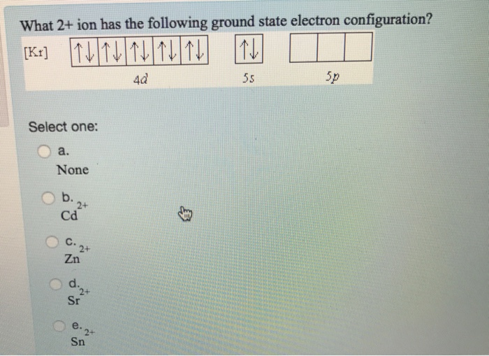 Solved What 2+ ion has the following ground state electron | Chegg.com