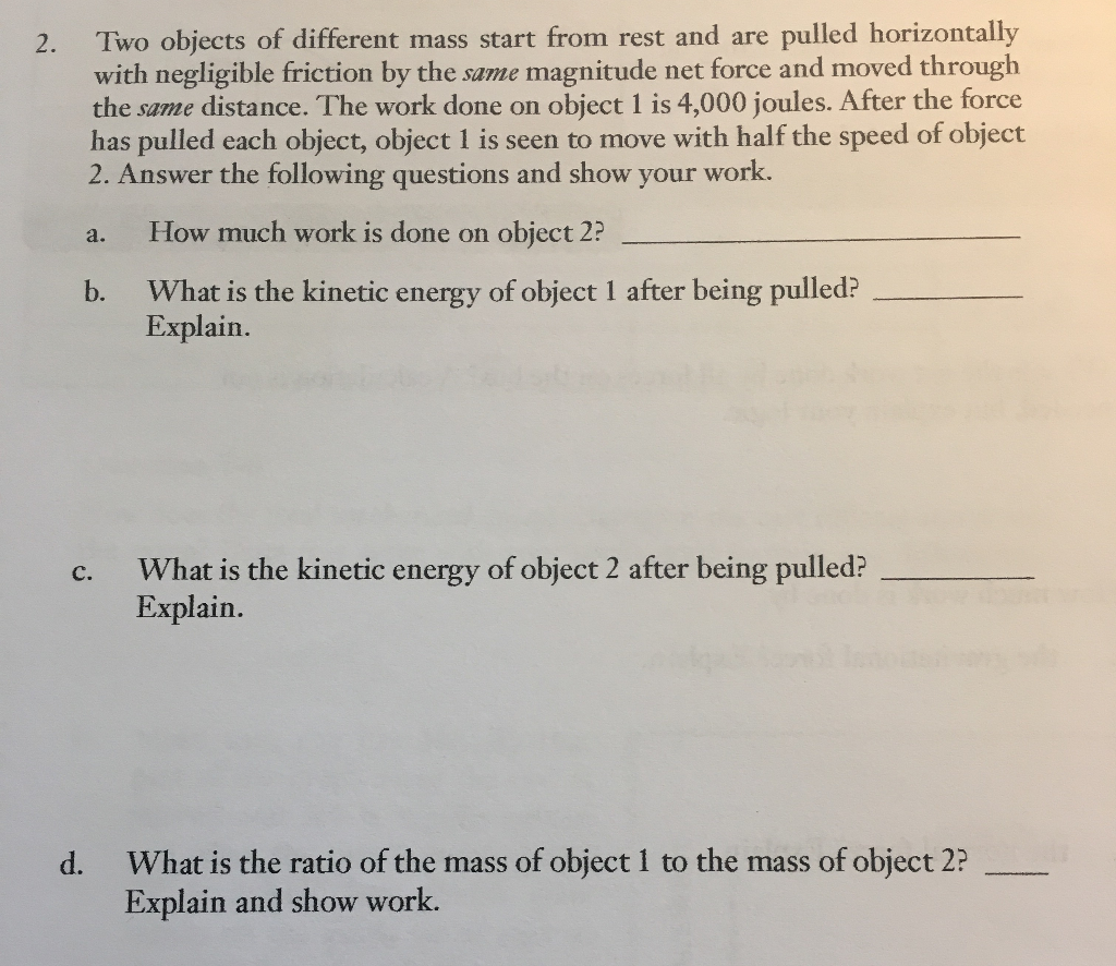 Solved Two objects of different mass start from rest and are | Chegg.com
