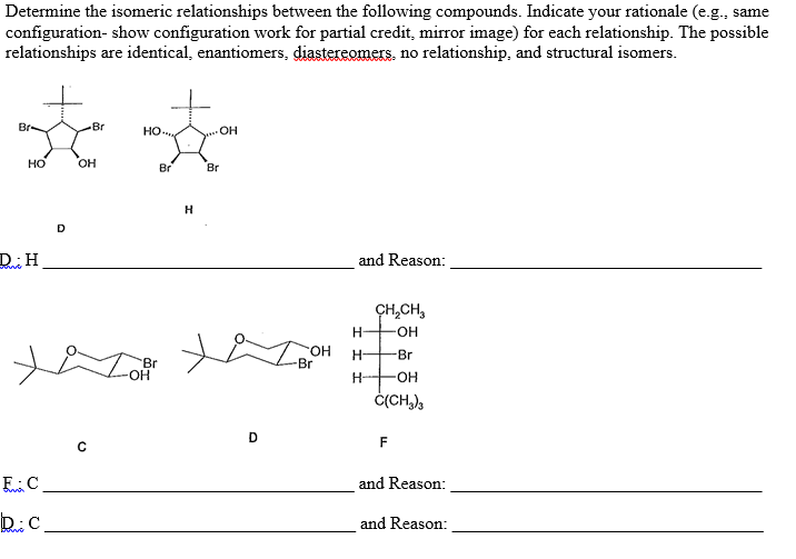 Solved Determine the isomeric relationships between the | Chegg.com
