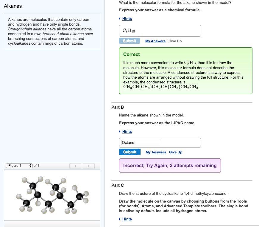 Solved Alkanes are molecules that contain only carbon and | Chegg.com