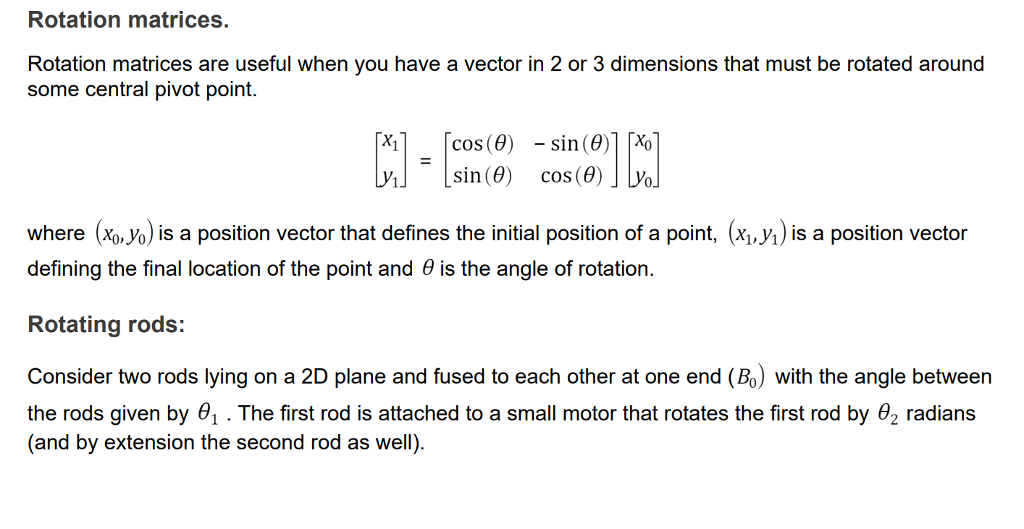Solved Rotation matrices. Rotation matrices are useful when | Chegg.com Solved Rotation matrices. Rotation matrices are useful when | Chegg.com
