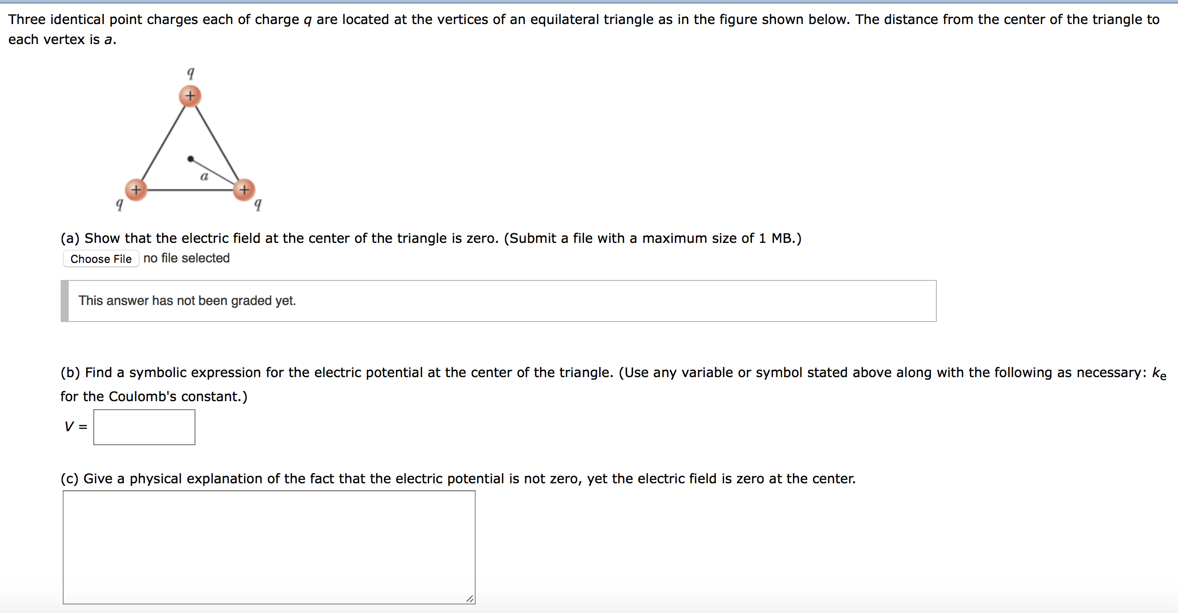Solved Three identical point charges each of charge q are | Chegg.com