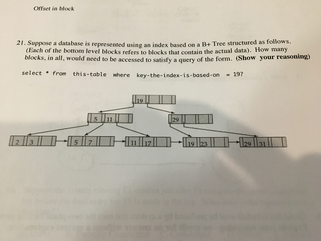 Solved Suppose A Database Is Represented Using An Index