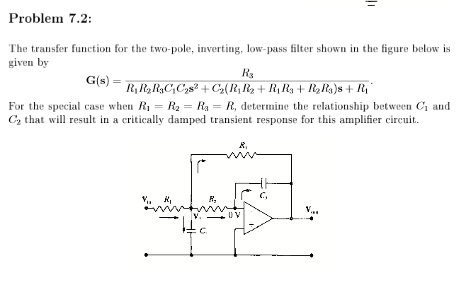 Solved The transfer function for the two-pole, inverting, | Chegg.com