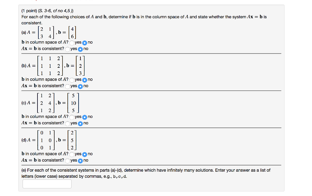 Solved (1 point) (S. 3-6, cf no 4,5)) For each of the | Chegg.com