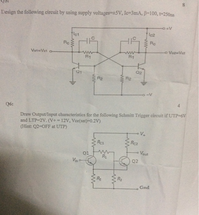 Solved Design the following circuit by using supply voltages | Chegg.com
