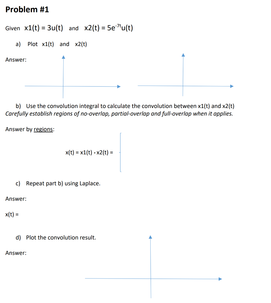 Solved Problem #1 7t a) Plot x1(t) and x2(t) Answer: b) Use | Chegg.com