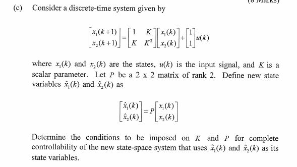 Solved (c) Consider a discrete-time system given by where | Chegg.com