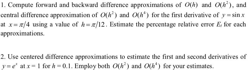 Solved 1. Compute forward and backward difference | Chegg.com