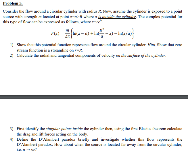Solved Problem 5. Consider the flow around a circular | Chegg.com
