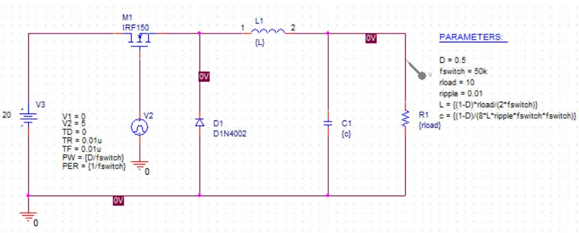 Solved I degign A buck converter using PSpice, rolad = 10Ω, | Chegg.com