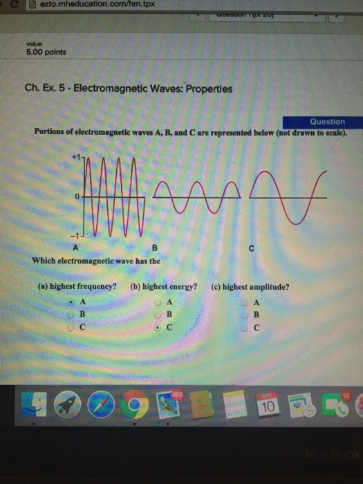 Solved Portions of electromagnetic waves A, B, and C are | Chegg.com