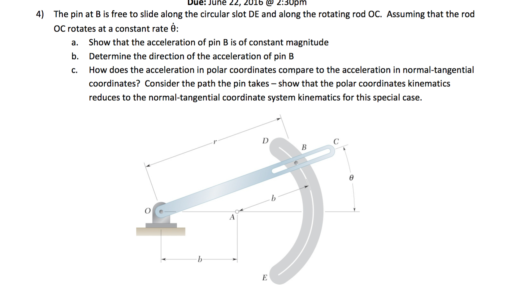 Solved The pin at B is free to slide along the circular slot | Chegg.com