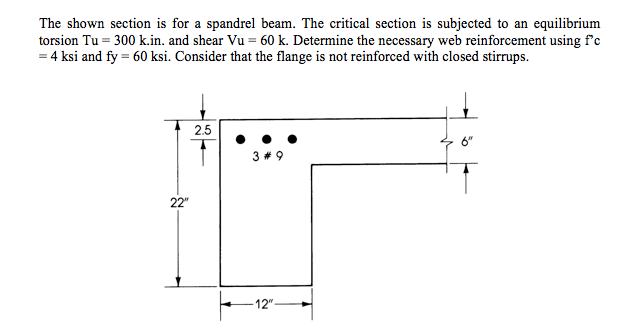 Solved The shown section is for a spandrel beam. The | Chegg.com