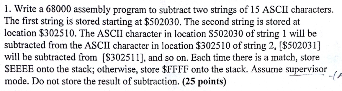 Write A 68000 Assembly Program To Subtract Two