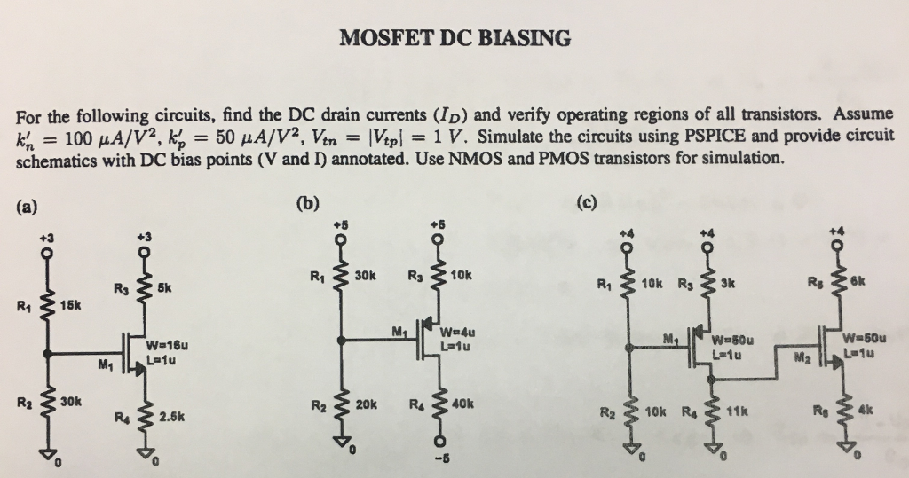 For the following circuits, find the DC drain | Chegg.com