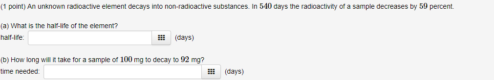 Solved (1 point) An unknown radioactive element decays into | Chegg.com