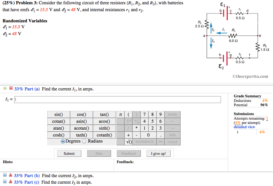 Solved Consider the following circuit of three resistors | Chegg.com