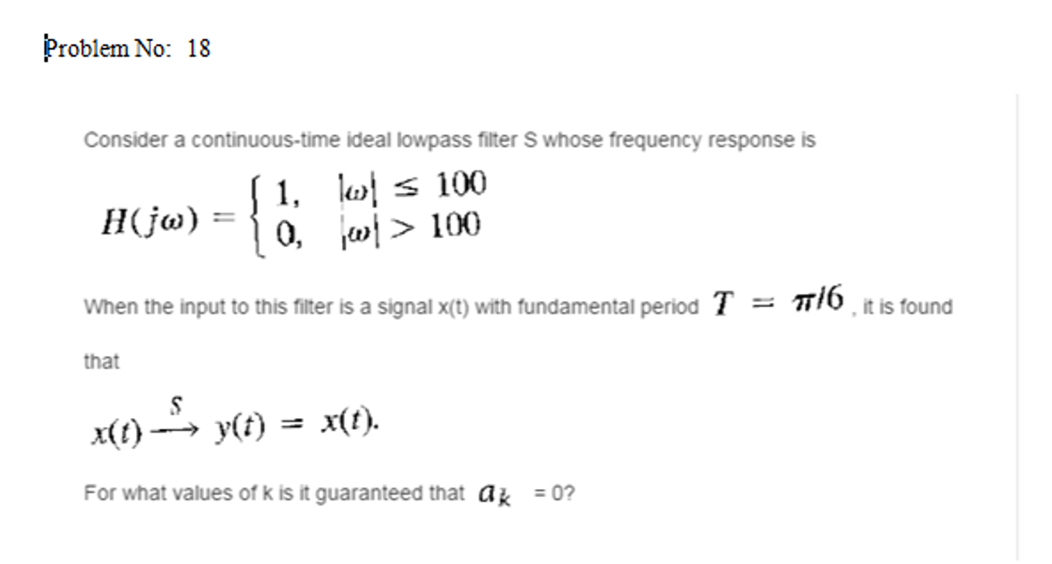 Solved Consider A Continuous Time Ideal Lowpass Filter S