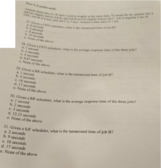 Solved Part 3 (2 points each) Ce slightly before John, and | Chegg.com
