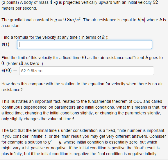 Solved A body of mass 4 kg is projected vertically upward | Chegg.com