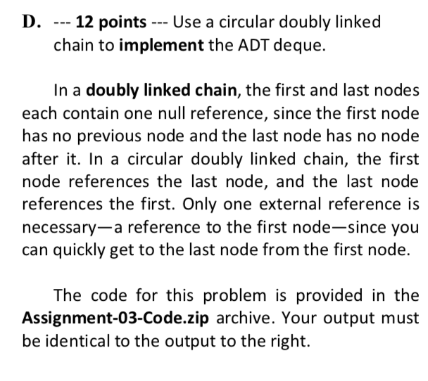 Solved D 12 Points Use A Circular Doubly Linked Chain To 