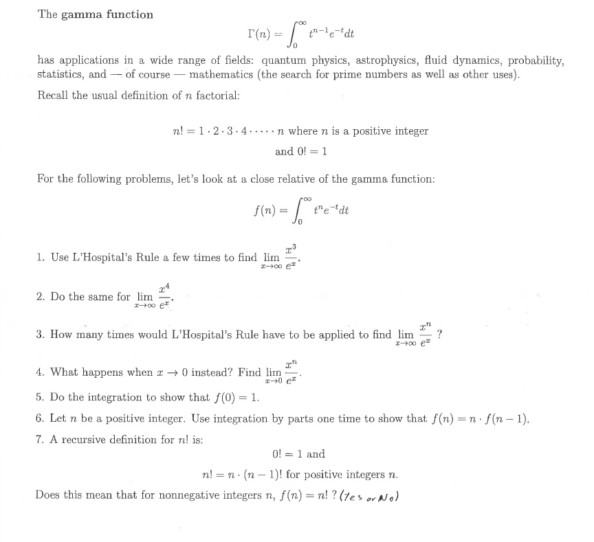 Solved The gamma function 0 has applications in a wide range | Chegg.com