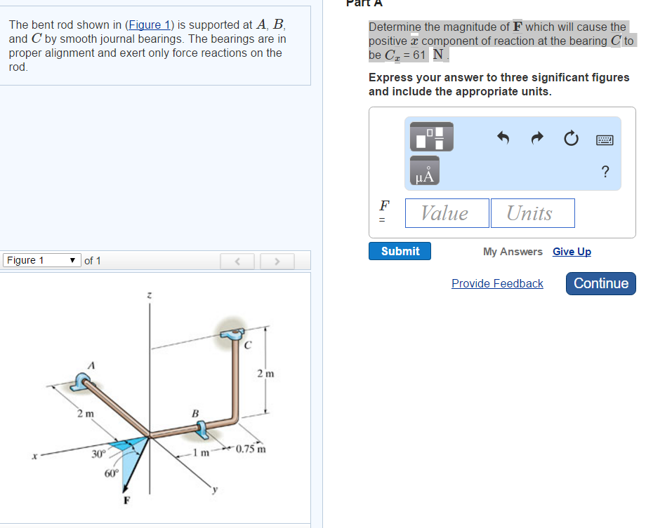 Solved The bent rod shown in (Figure 1) is supported at A, B | Chegg.com