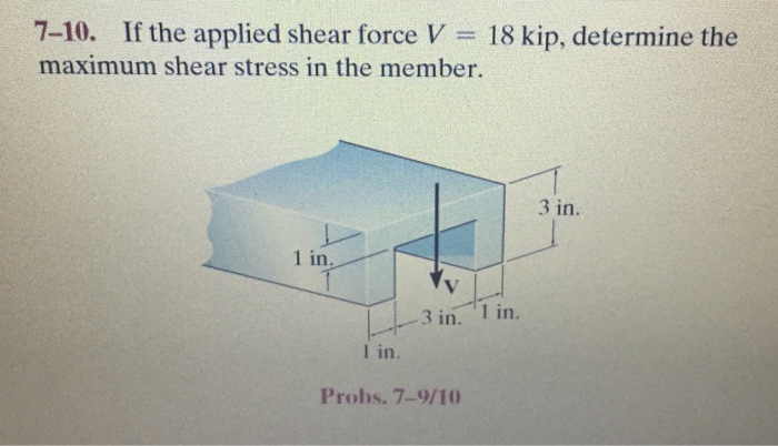Solved If the applied shear force V = 18 kip, determine the | Chegg.com