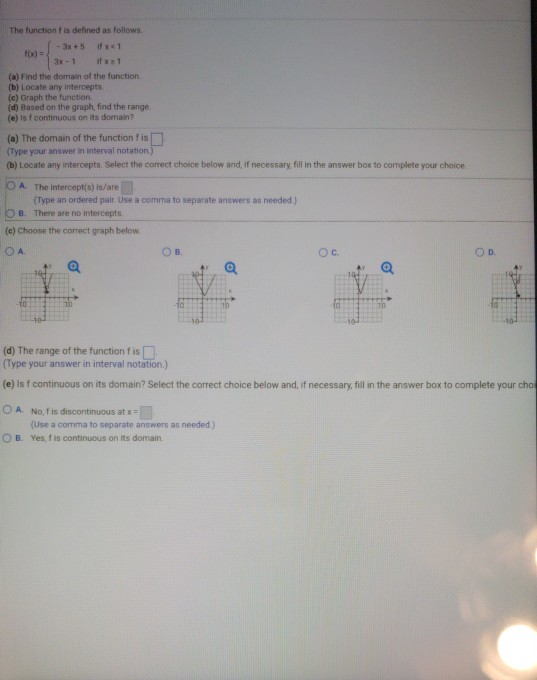 Solved The function f is defined as follows fox)- 3x-1 if x | Chegg.com