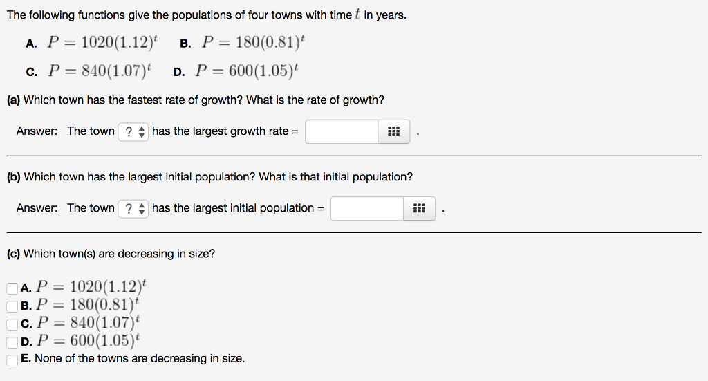 Solved The Following Functions Give The Populations Of Four