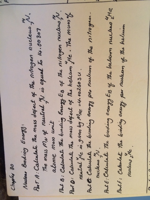 Solved Nuclear binding energy calculate the mass defect of | Chegg.com