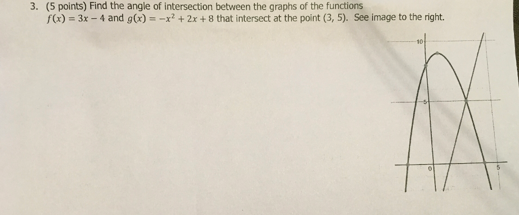 Solved 3. (5 points) Find the angle of intersection between | Chegg.com